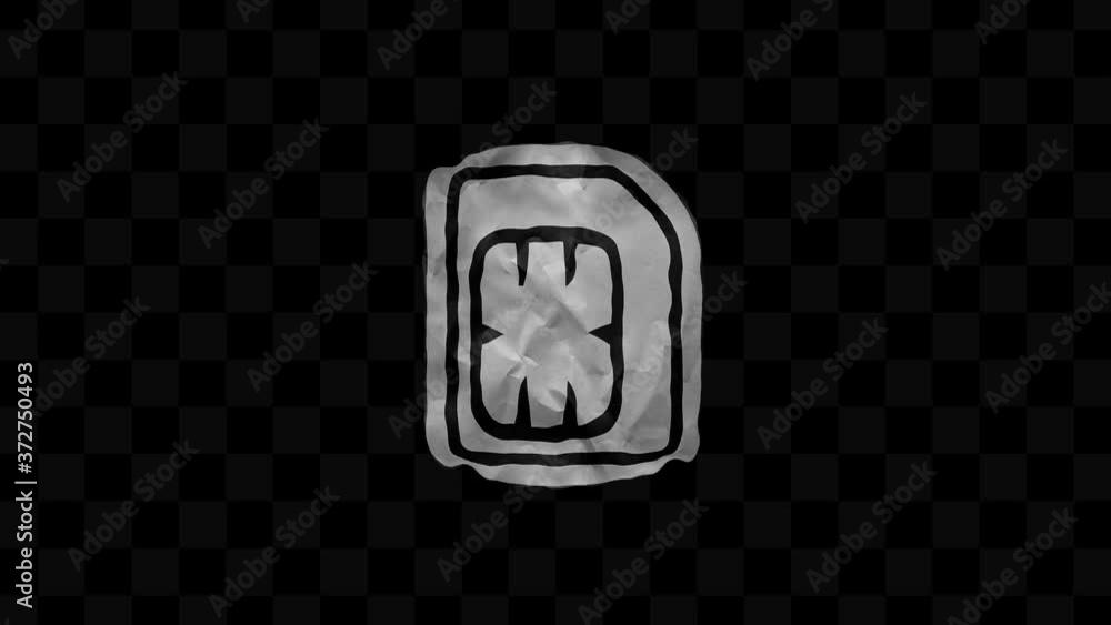 Animated 3D loop of hand-drawn sim card being revealed with crumpled ...