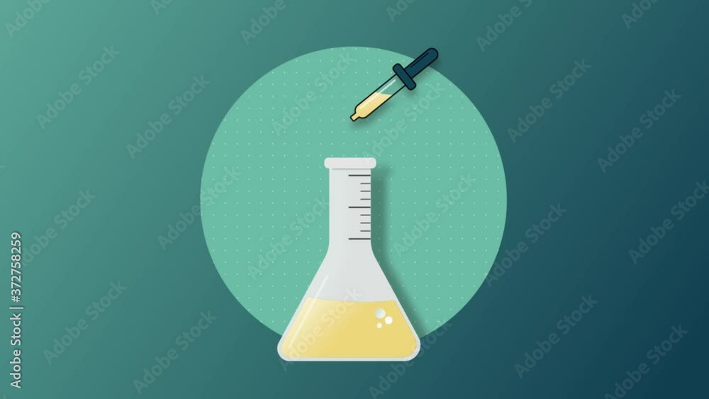 Vidéo Stock chemical flask and pipette, titration reaction. Animated ...