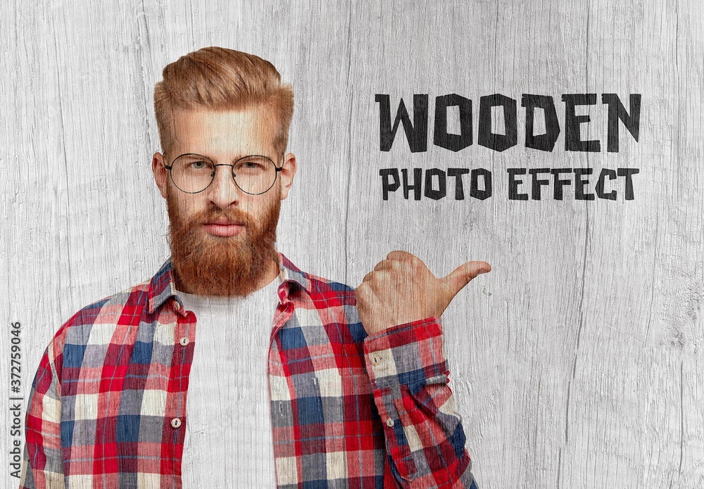 Print On Wood Photo Effect Mockup Stock Template Adobe Stock