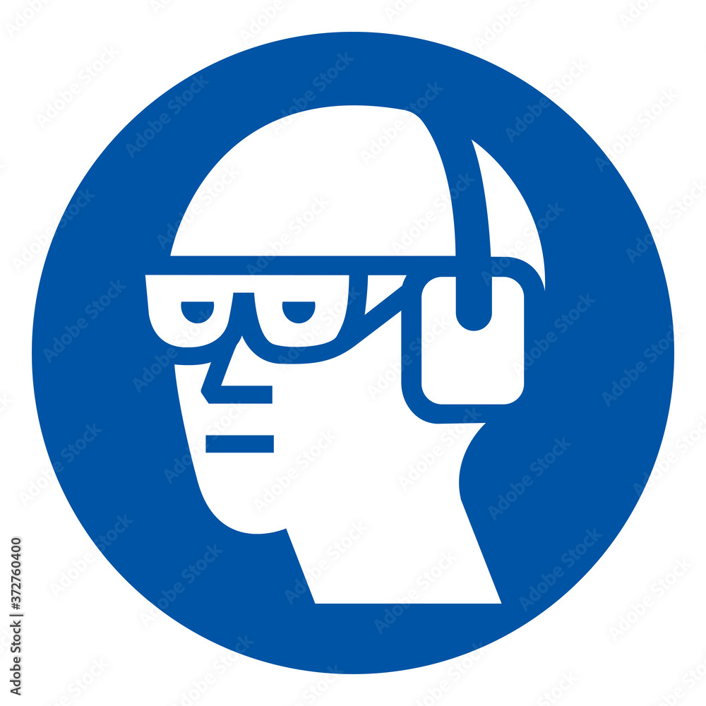 Wear Chemical Goggles and Ear Muffs Symbol Sign ,Vector Illustration ...