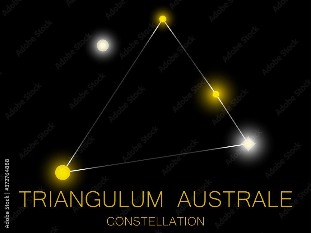 Triangulum Australe constellation. Bright yellow stars in the night sky ...