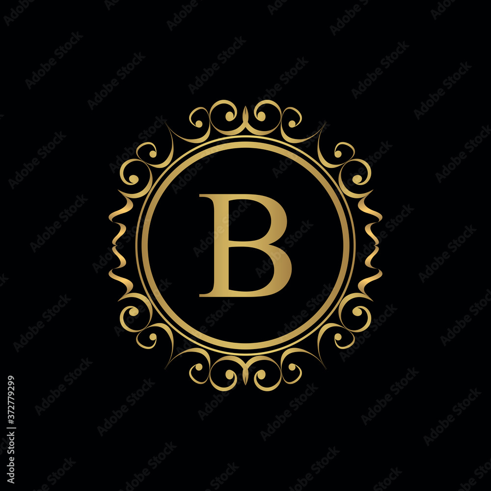 Golden letter B template logo Luxury letter with crown. Monogram ...