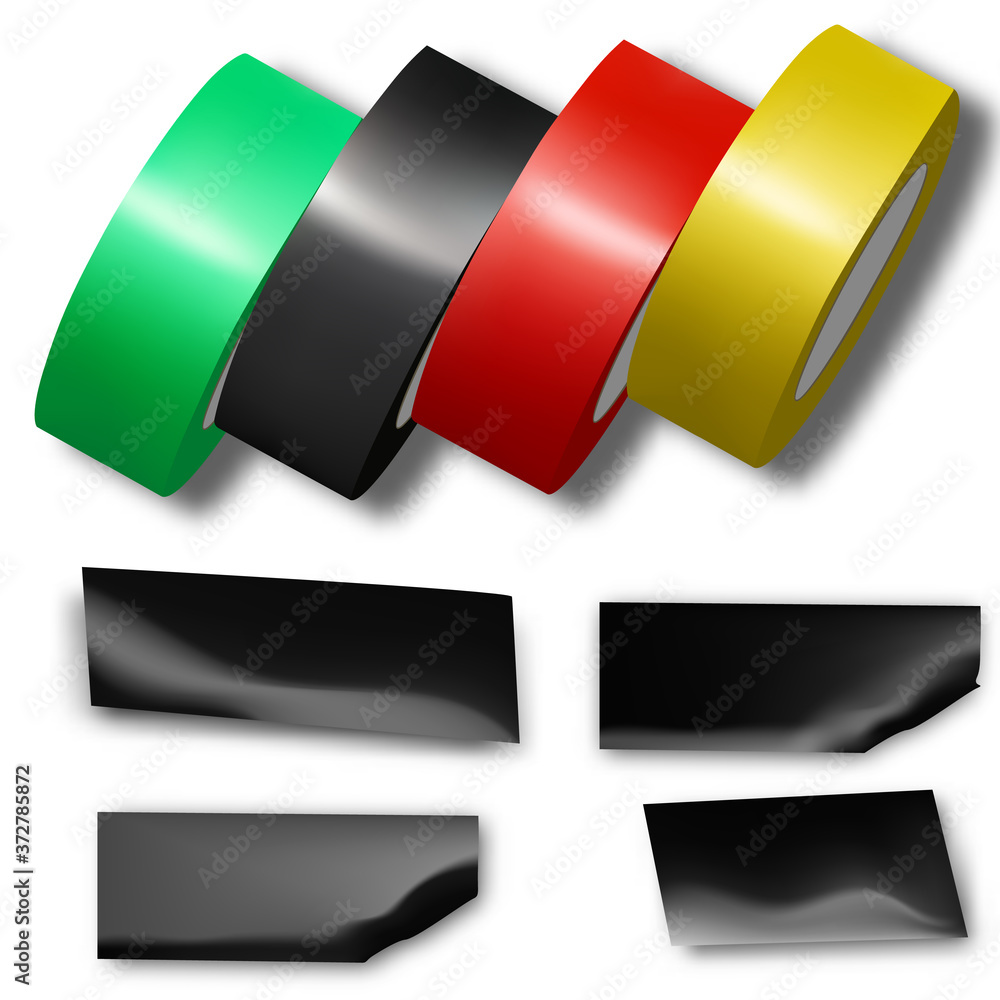 Piece scotch. Adhesive vector paper tape or yellow sticky duct strip ...