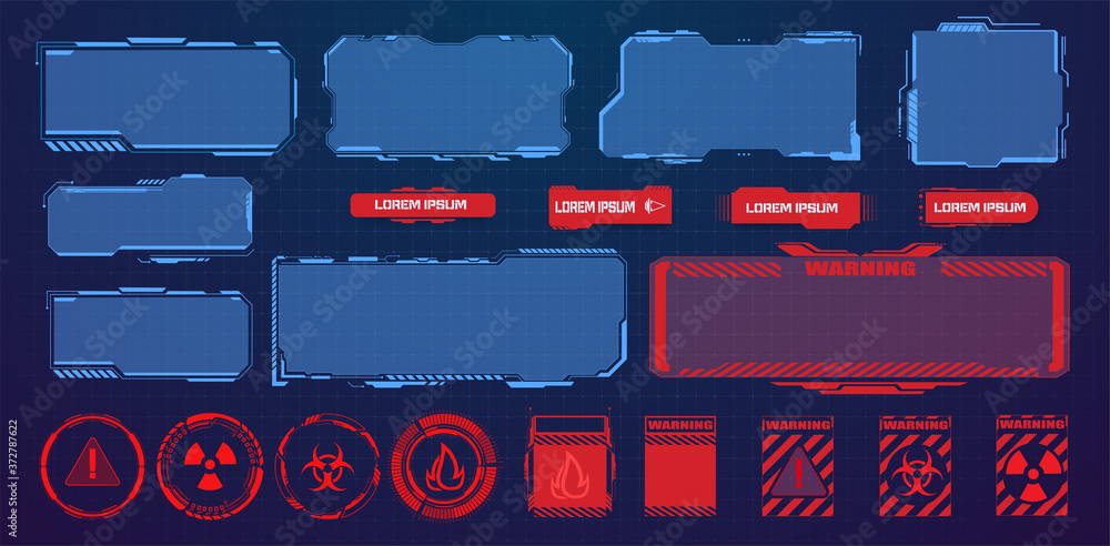Vetor de HUD, UI, GUI futuristic user interface screen elements set ...