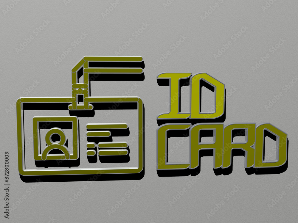 id card icon and text on the wall, 3D illustration for background and ...