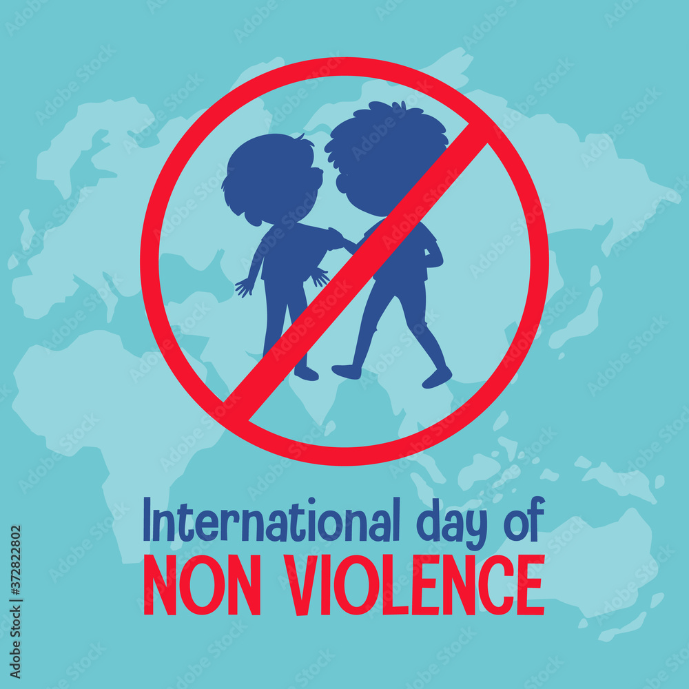 International Day of Non Violence logo with no violence forbidden sign ...