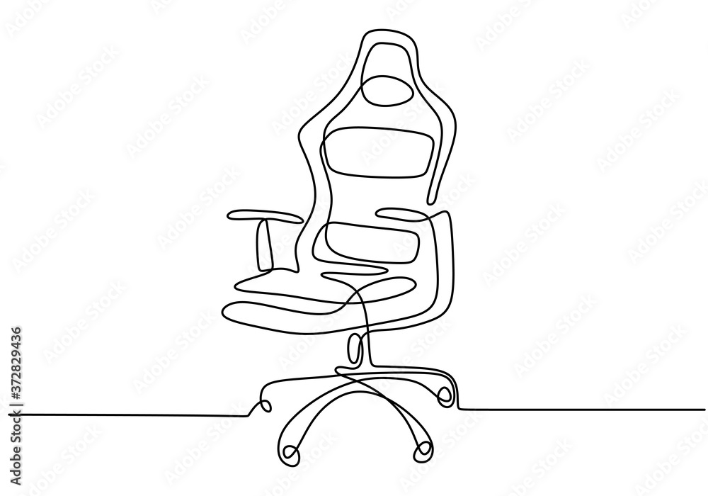 Continuous one line drawing office chair. Modern work chair isolated on ...