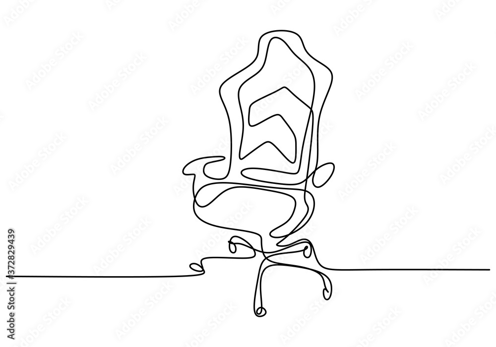 Continuous one line drawing office chair. Modern work chair isolated on ...