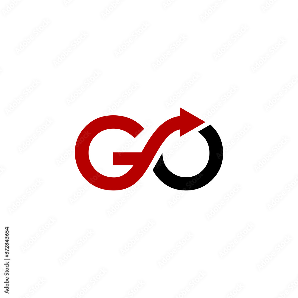 Initial GO letter, GO logo with arrow, vector illustration Stock Vector ...
