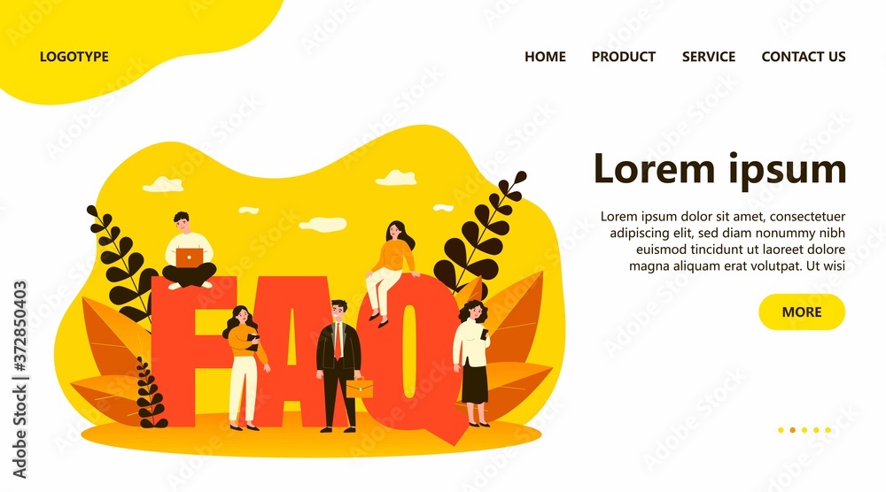 Vetor de FAQ giant letters. Frequently asked questions page template ...