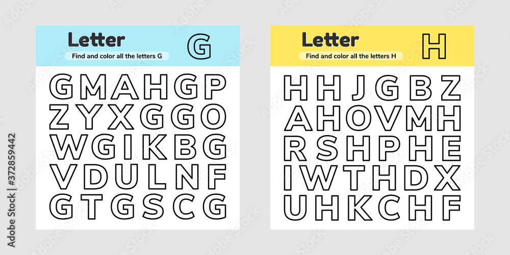 Vector illustration. Set educational worksheets for kids kindergarten ...