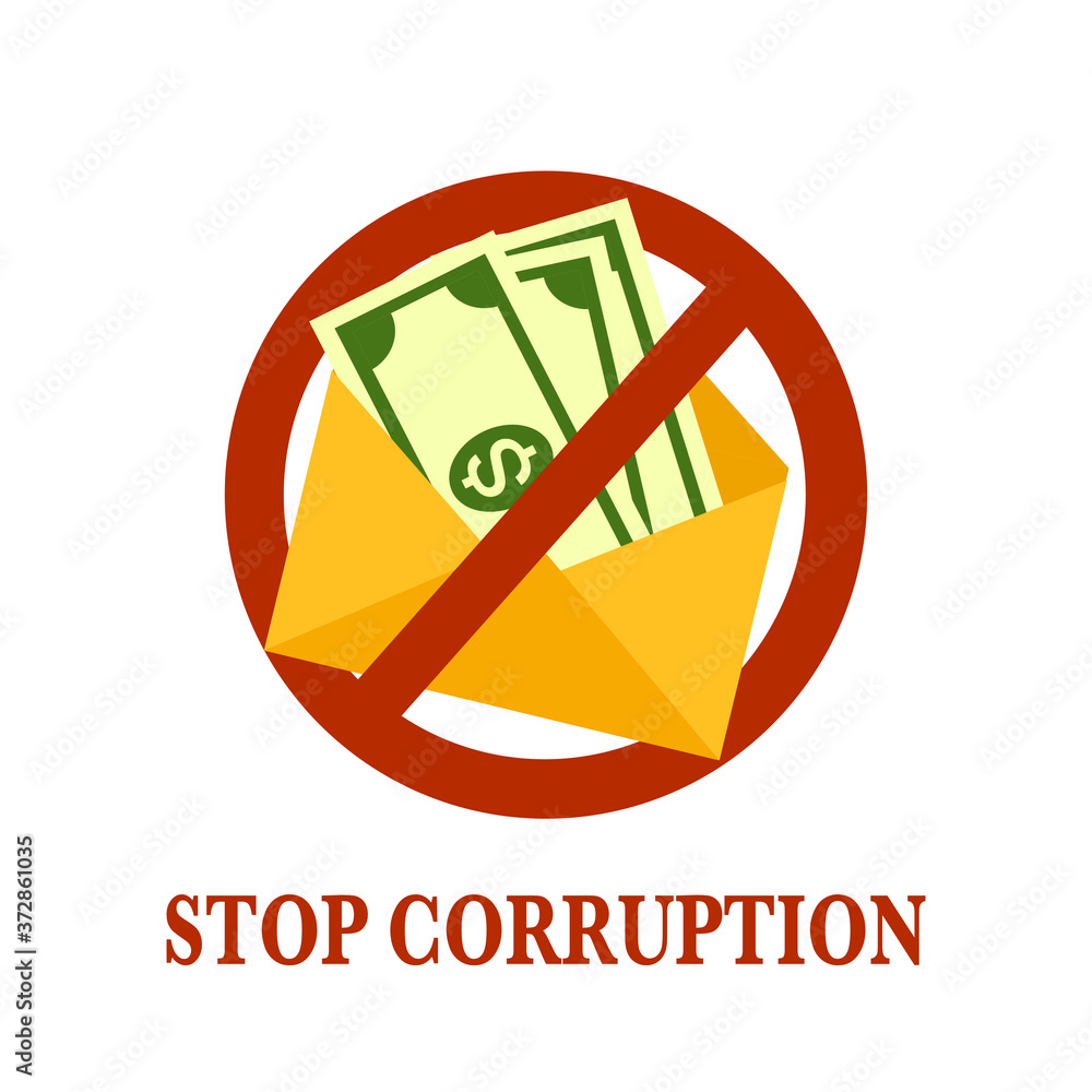 Stop corruption campaign vector illustration on white background ...