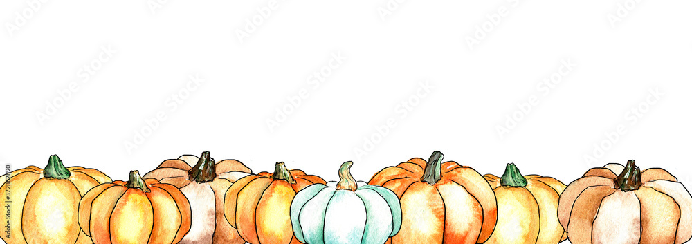 autumn colored pumpkins border design template for banners and ...