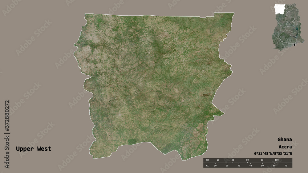 Upper West, region of Ghana, zoomed. Satellite Stock Illustration ...