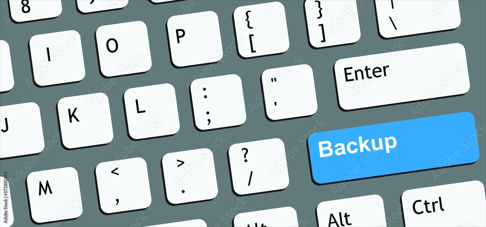 Slogan backup on computer or laptop key on keyboard. Vector digital ...