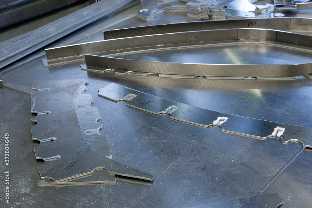 Aluminium parts. Aluminium hull of a super sailing yacht at the ...