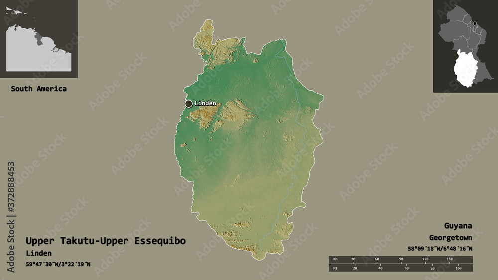 Upper Takutu-Upper Essequibo, region of Guyana,. Previews. Relief Stock ...