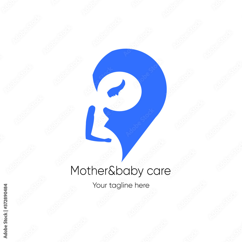 Midwife sign icon with hands, Mother holding Child baby Heart Logo ...