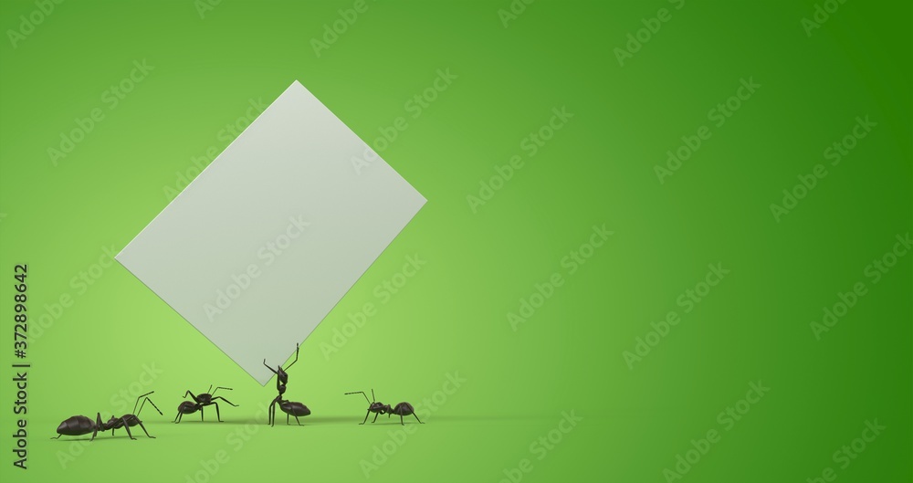 fourmi qui porte une feuille de papier, rendu 3D Stock Illustration ...