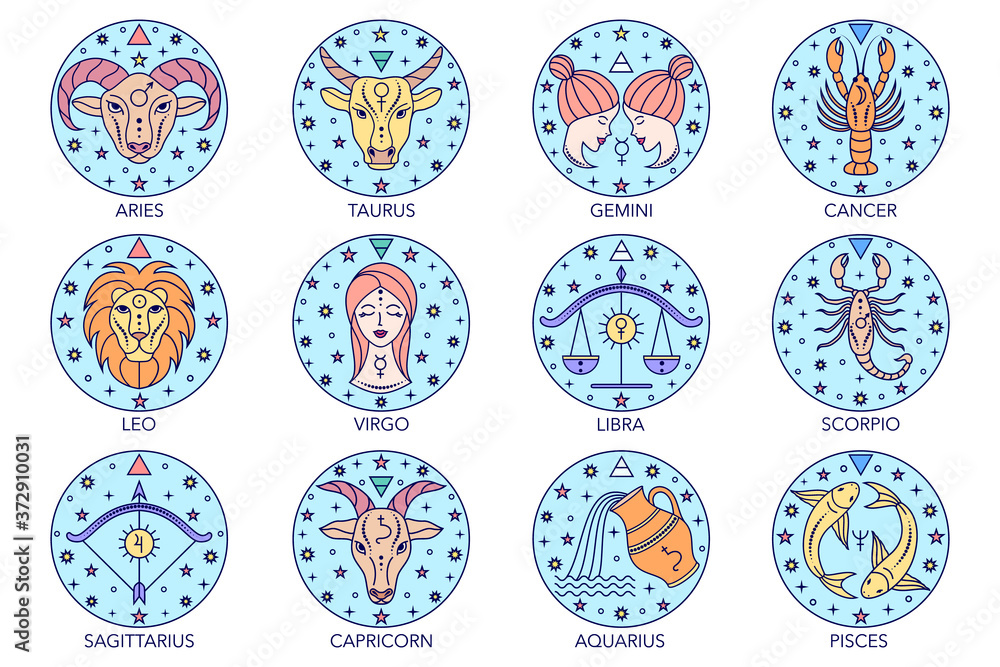 Collection of zodiac signs Stock Vector | Adobe Stock
