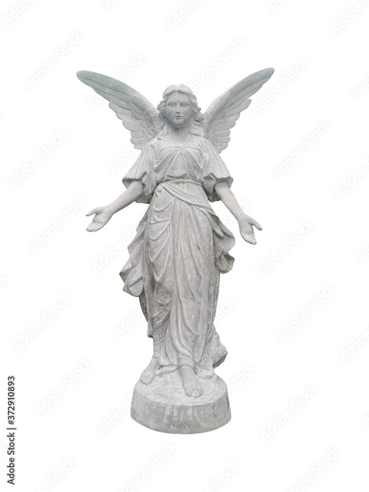 Beautiful angel statue isolated on white background. Stock Photo ...