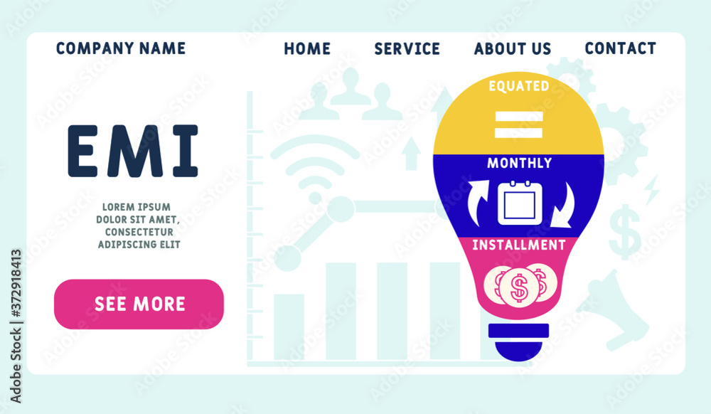 Vector website design template . EMI - equated monthly installment ...