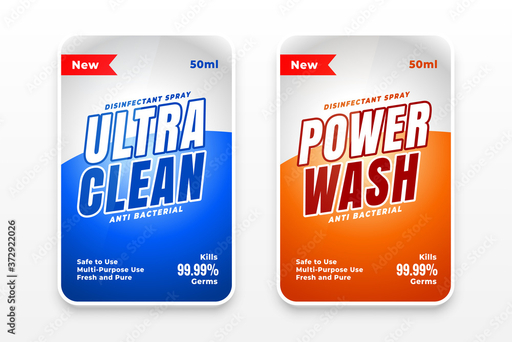detergent cleaner disinfectant labels set of two Stock Vector | Adobe Stock