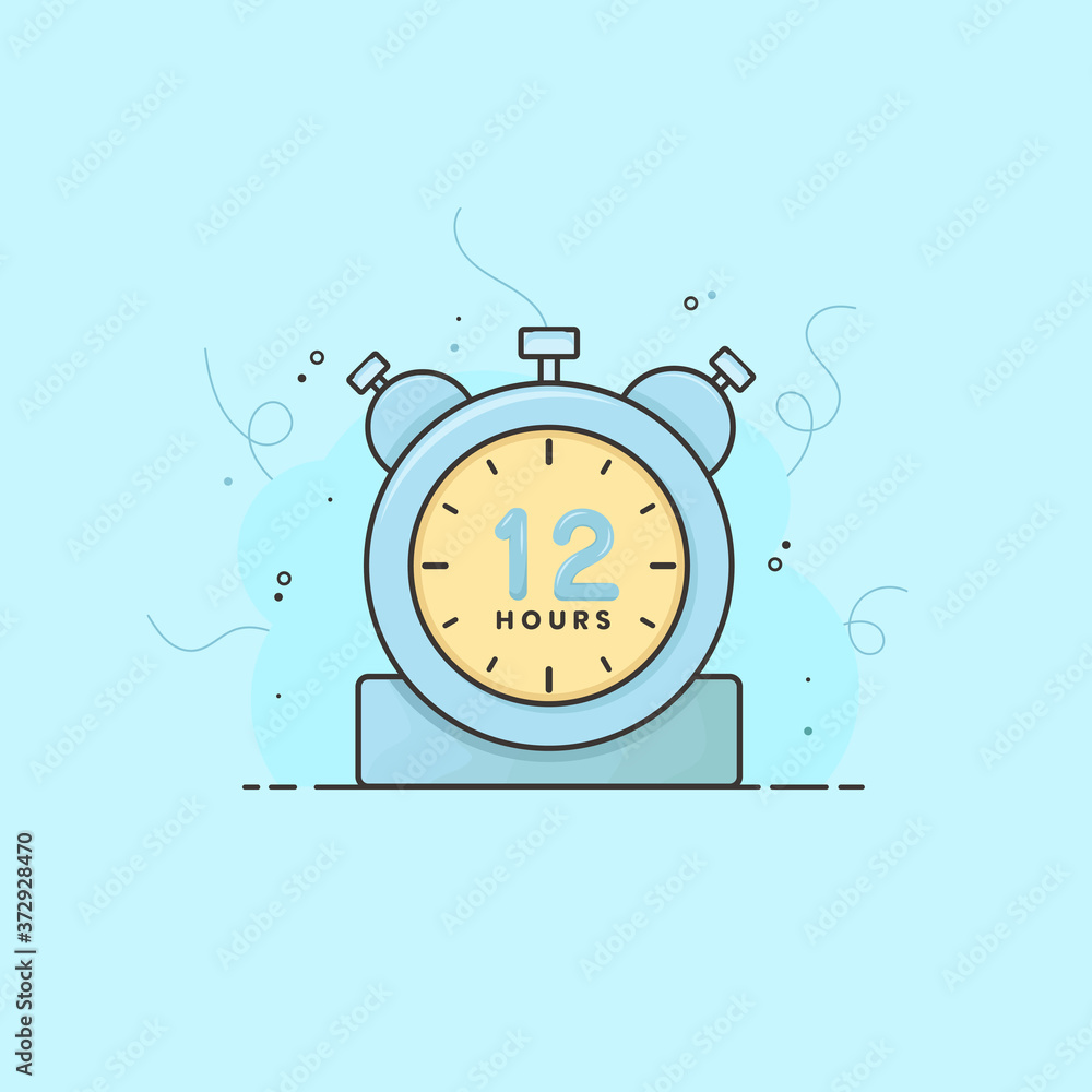 12 hours alarm clock, timer, stopwatch vector time symbol. 12 hours ...