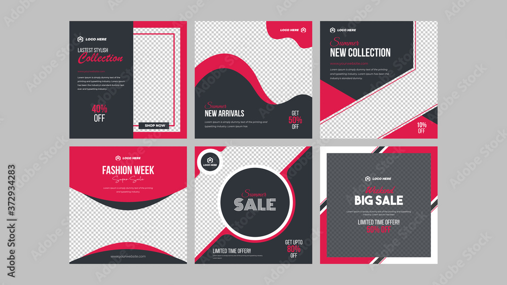 Editable set of Social media post design. social media post template ...