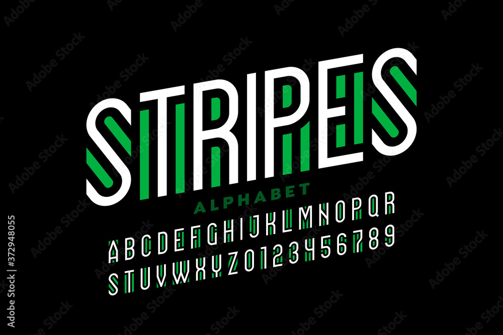 Striped style font, alphabet letters and numbers Stock Vector | Adobe Stock