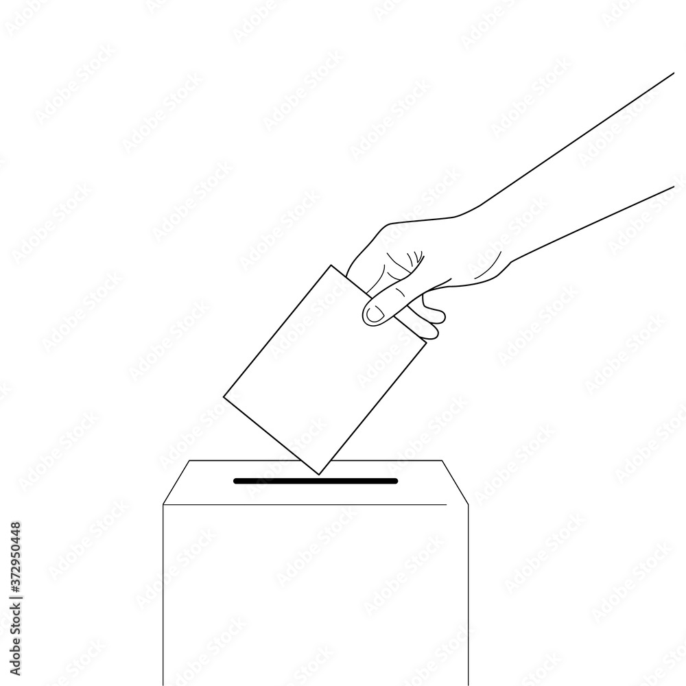 Hand putting a voting ballot into vote box. Сoncept of Freedom and ...