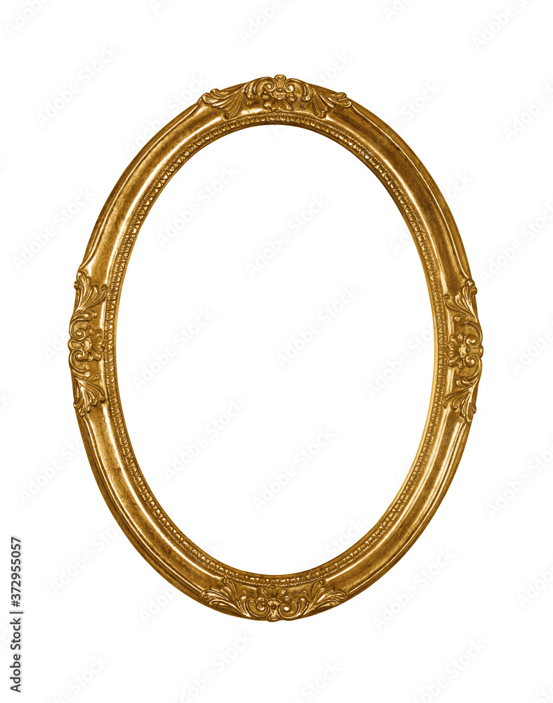 Vintage golden oval round picture frame Stock Photo | Adobe Stock