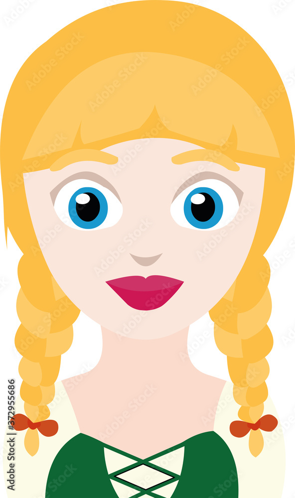 Vector emoticon illustration of a cute German woman Stock Vector ...