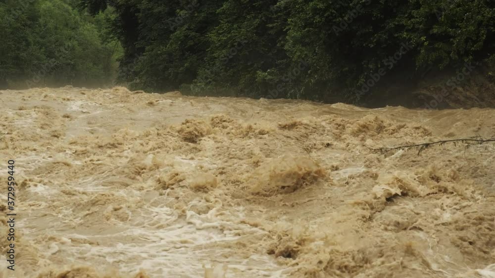 Disaster flood deluge and water flow after rainfall. Weather cataclysm ...