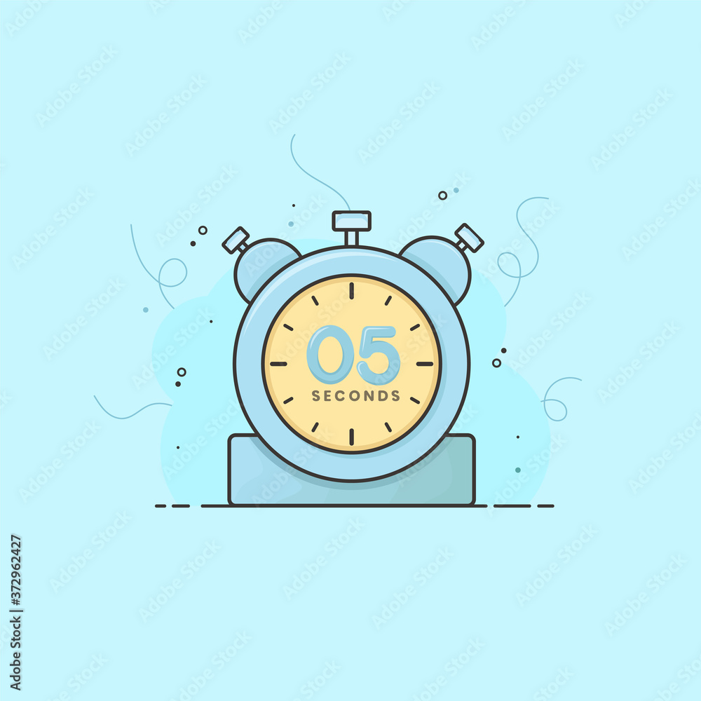 5 seconds alarm clock, timer, stopwatch vector time symbol. 5 seconds ...