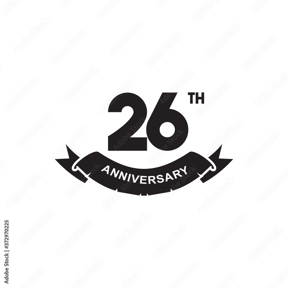 26th year anniversary emblem logo design template Stock Vector | Adobe ...