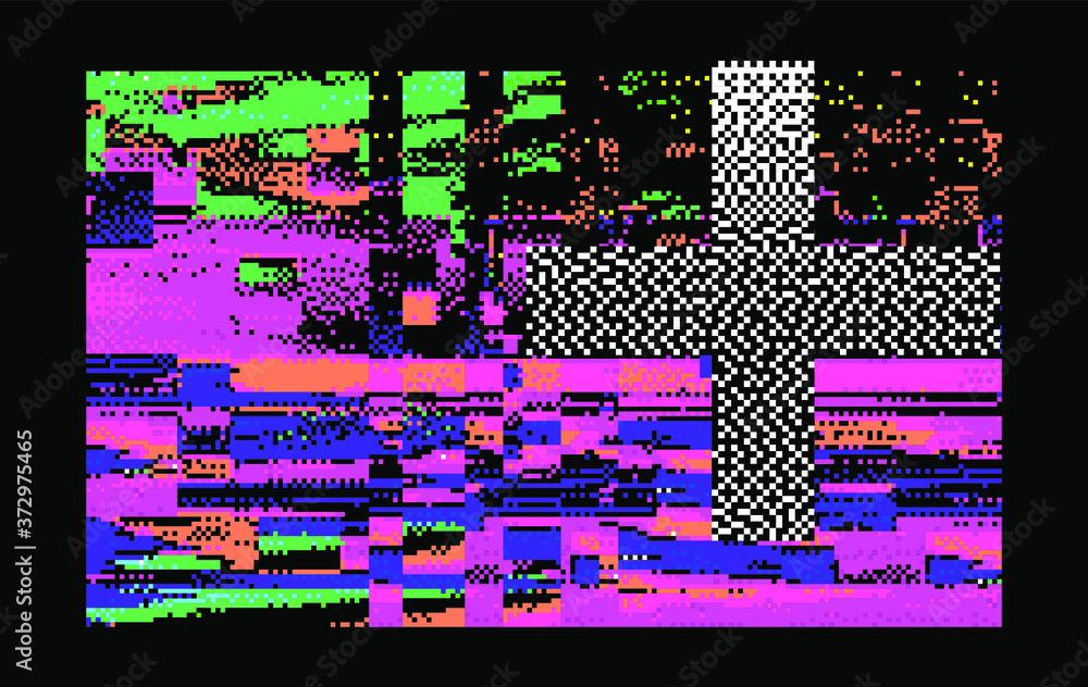 Abstract pixelated background with flickers and datamoshing effect ...