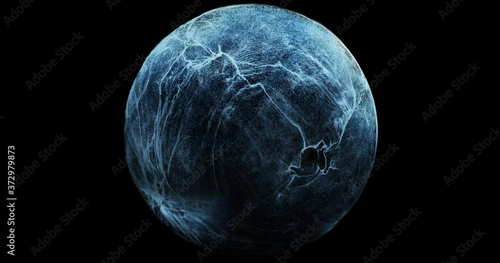 Abstract fluid, Water in sphere. particles flowing around sphere ...