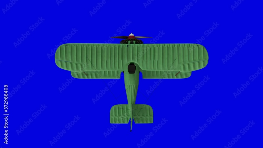Animated propeller biplane airplane. Top view. Realistic physics ...
