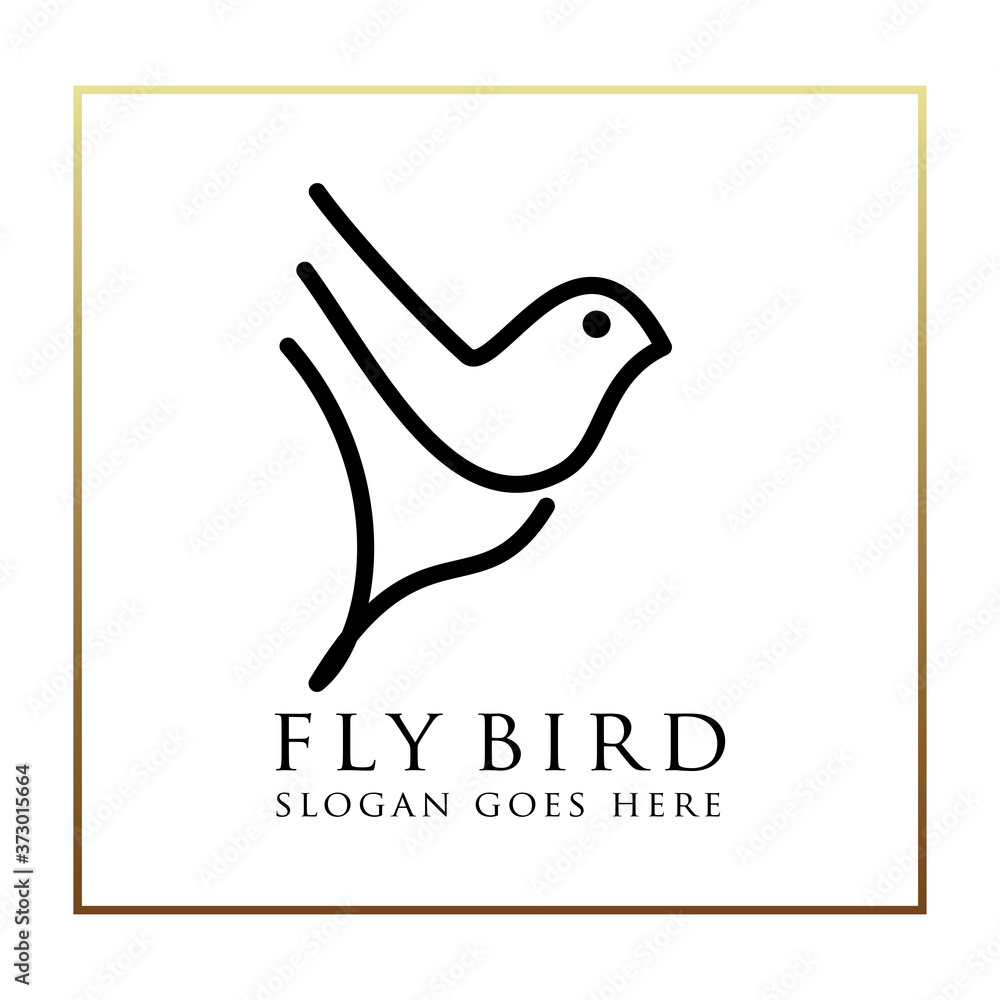 Fly bird Simple. bird line art logo design vector inspiration Premium ...
