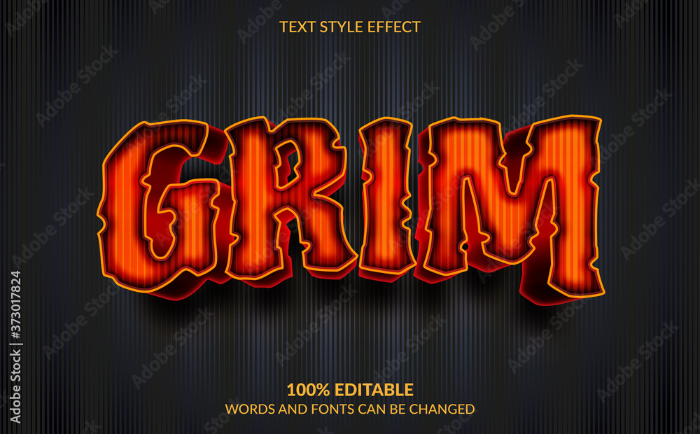 Editable text effect, Grim Text Style Effect For Horror Theme Stock ...