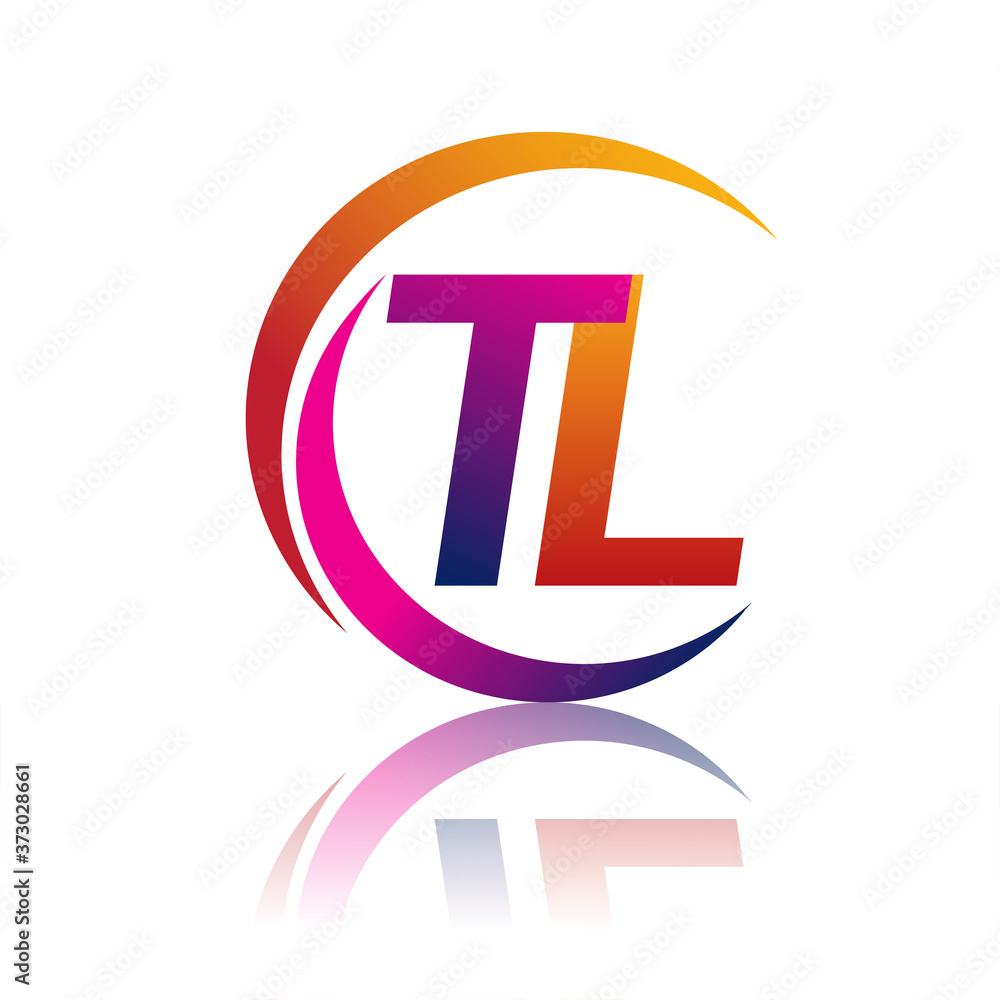 initial letter TL logotype company name orange and magenta color on ...