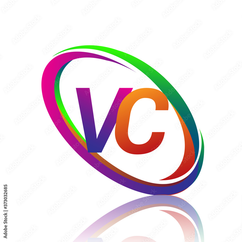 letter VC logotype design for company name colorful swoosh. vector logo ...