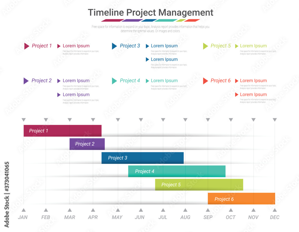 Project timeline graph for 12 months, 1 year, All month planner design ...