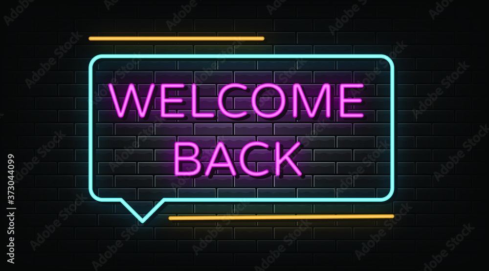 Welcome back neon signs vector. Design template neon sign Stock Vector ...