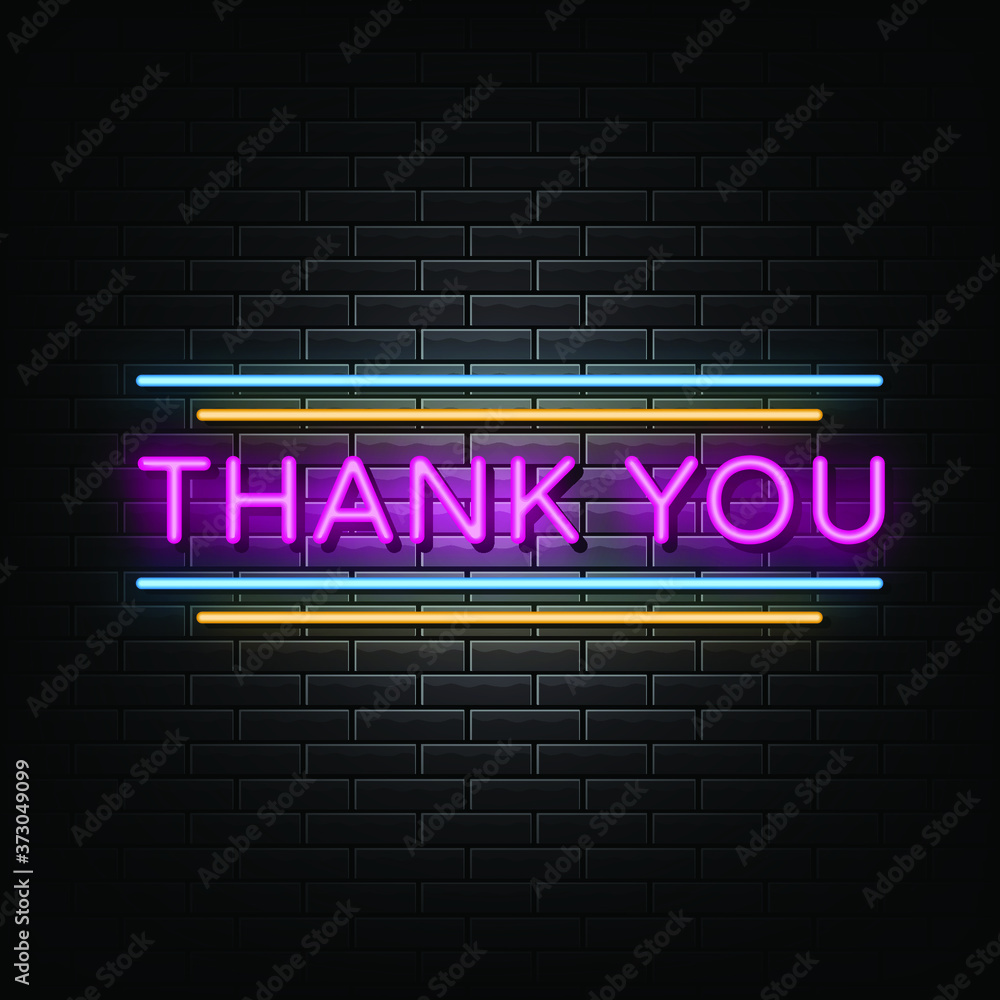 Thank you neon sign, neon style Stock Vector | Adobe Stock