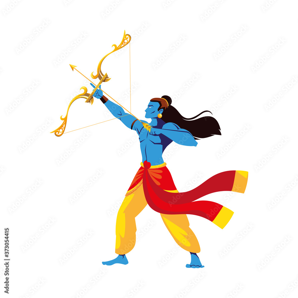 lord ram cartoon with bow and arrow vector design Stock Vector | Adobe ...