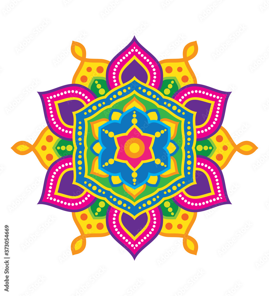 Indian Rangoli Design Vector Illustration Stock Vector | Adobe Stock