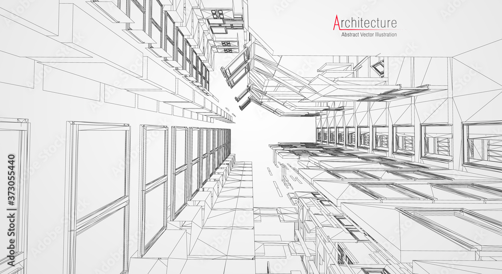 Architecture line background. Building construction sketch vector ...