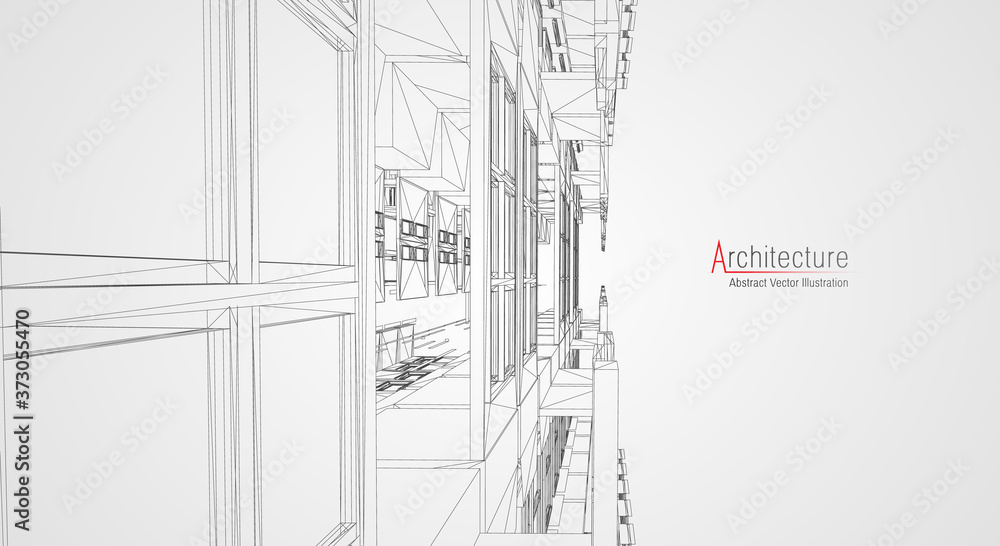 Geometric Buildings Drawing